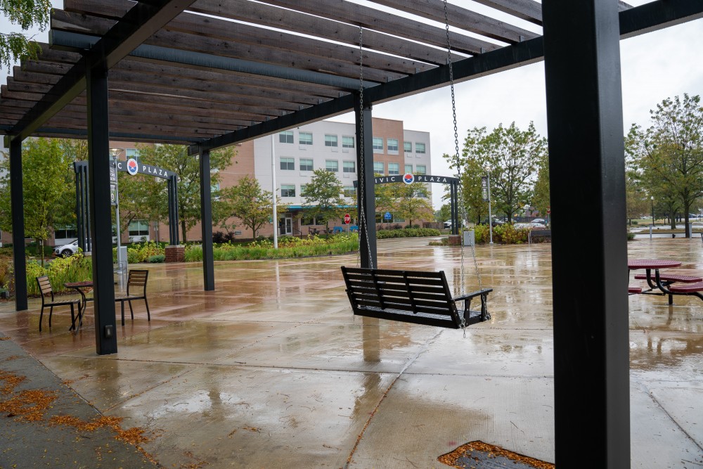 New Hanging Swings Installed at Civic Plaza | City of Lawrence, Indiana