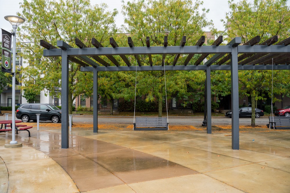New Hanging Swings Installed at Civic Plaza | City of Lawrence, Indiana